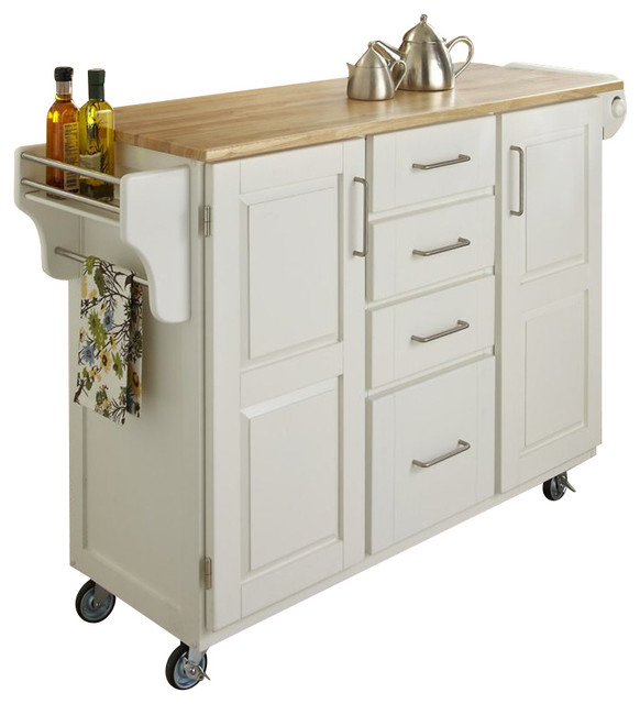 Homestyles Create-a-Cart Wood Rolling Kitchen Cart in Off White ...