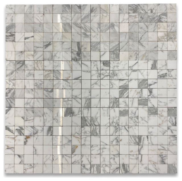 2x2 Square Statuary Statuario White Italian Marble Mosaic Tile Polishe ...