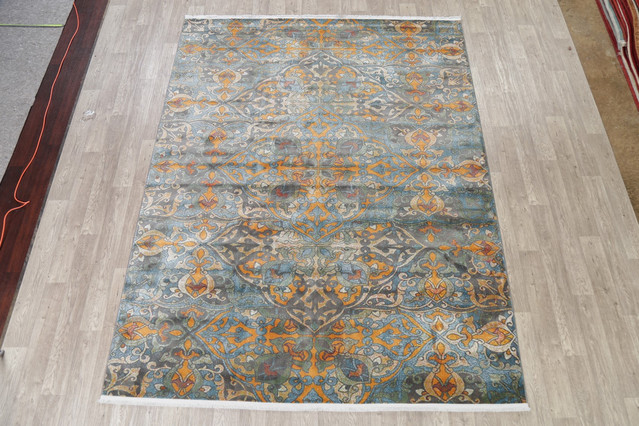 Vintage-Style Damask Oriental Heat-Set Distressed Area Rug, 9 X 12 Ft ...