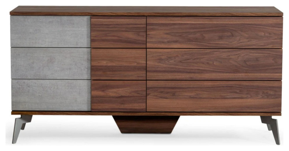 Stephen Modern Italian Faux Concrete & Walnut Dresser - Contemporary ...