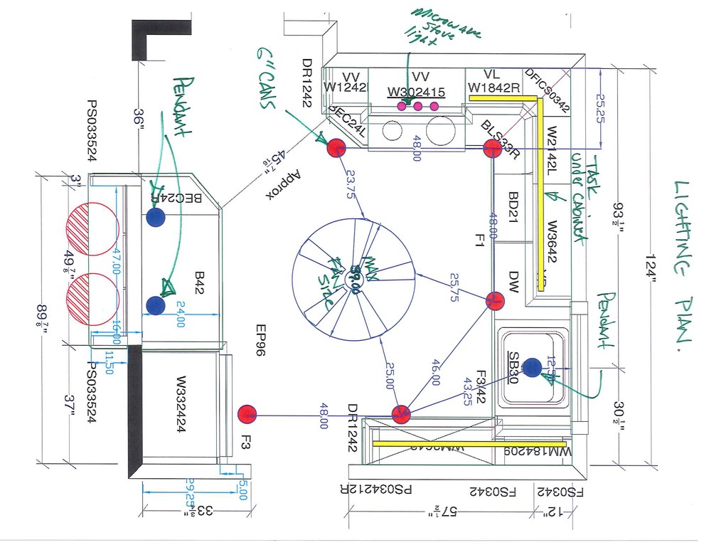 Kitchen Lighting Plan (attached) - Help please.