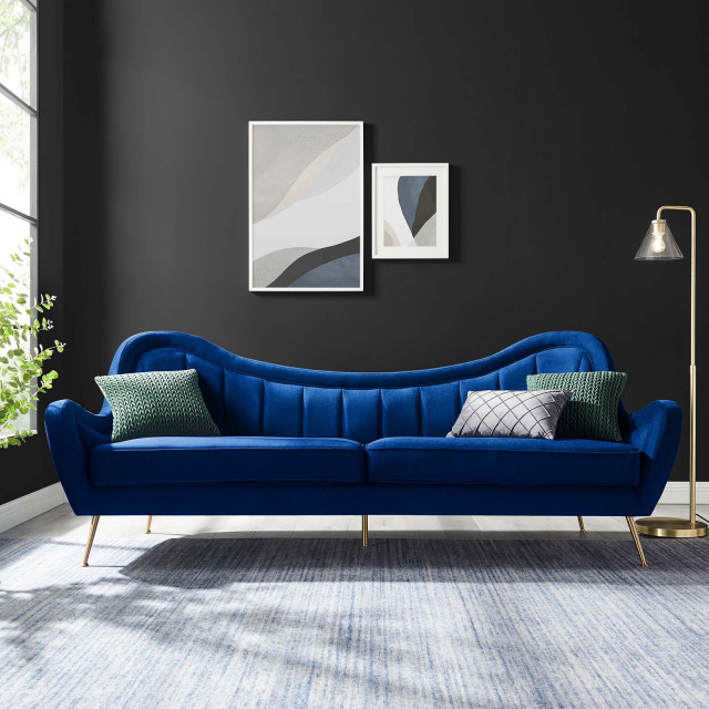 Cheshire Channel Tufted Velvet Sofa - Midcentury - Sofas - by Modway ...