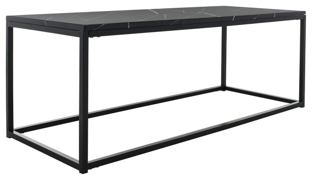 Modern Coffee Table, Open Metal Frame With Rectangular Wooden Top ...