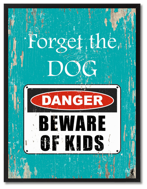 Beware Of Kids Danger Sign, Canvas, Picture Frame, 13"x17" - Rustic ...
