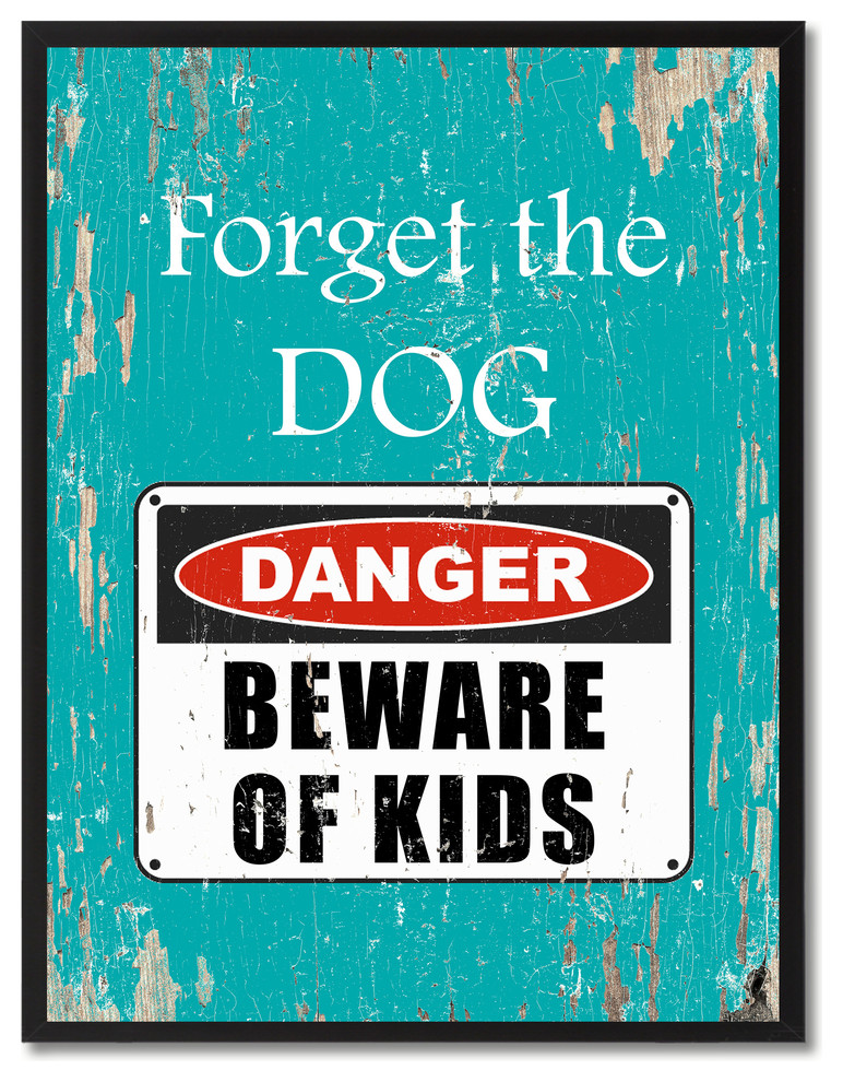 Beware Of Kids Danger Sign, Canvas, Picture Frame, 13"x17" - Rustic ...