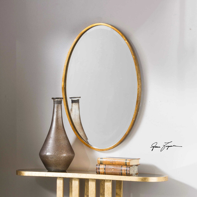 Uttermost Herleva Oval Mirror | Antique Gold Oval Mirror - Transitional ...
