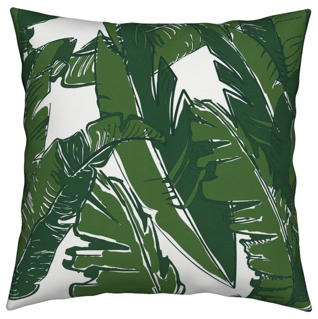 Palm Tree Banana Leaf Tropical Botanical 80s Throw Pillow Tropical