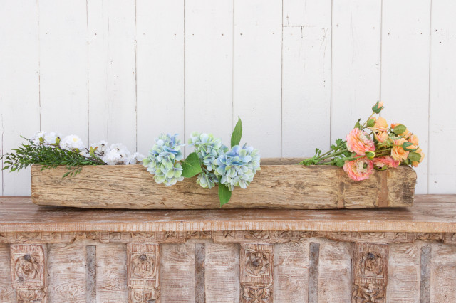 Rustic Teak Wood Log Planter - Rustic - Outdoor Pots And Planters - by ...