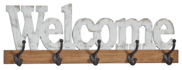 Farmhouse White Wood Wall Hook 37856 - Farmhouse - Wall Hooks - by ...