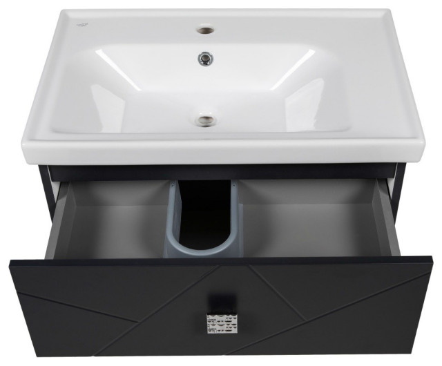 Modern Wall-Mounted Bathroom Vanity | Picasso Antricite Matte 24 ...