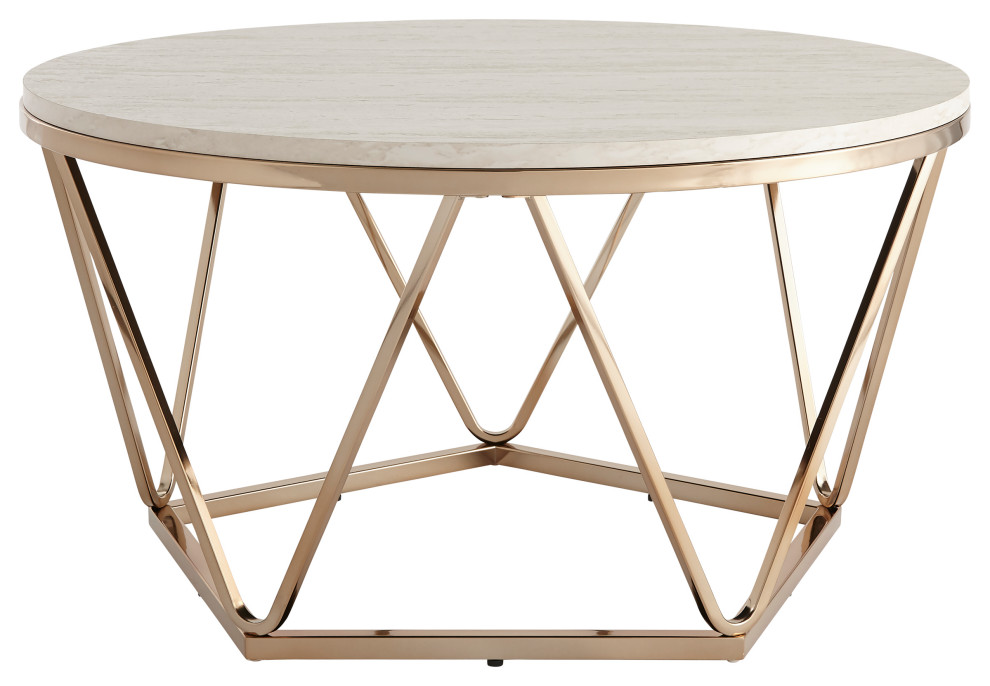 Dorking Faux Stone Round Coffee Table - Contemporary - Coffee Tables ...