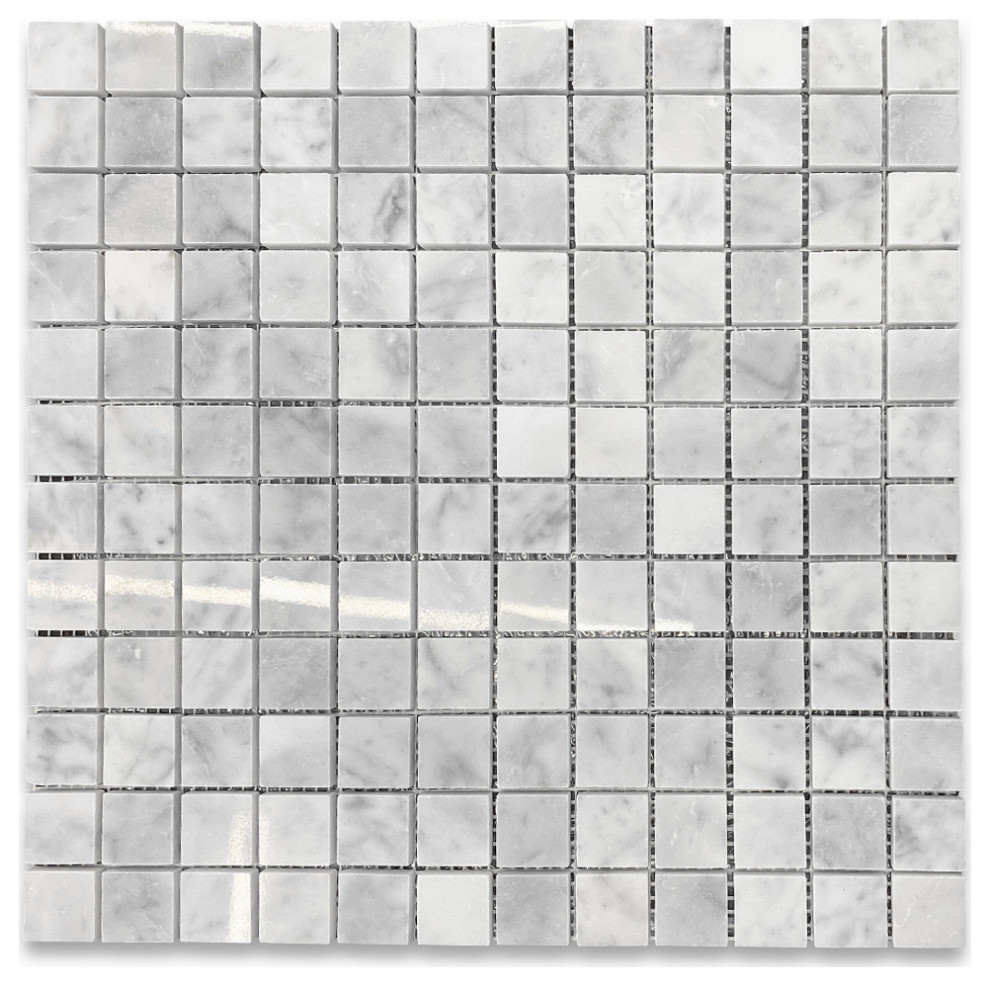 Carrara White Marble 1x1 Square Mosaic Tile Polished Venato Bianco, 1 ...