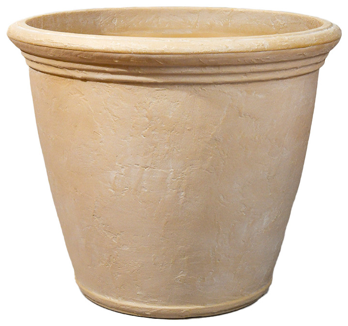 Serene Spaces Living Vintage White Stone Textured PE Planter Pot, Large ...