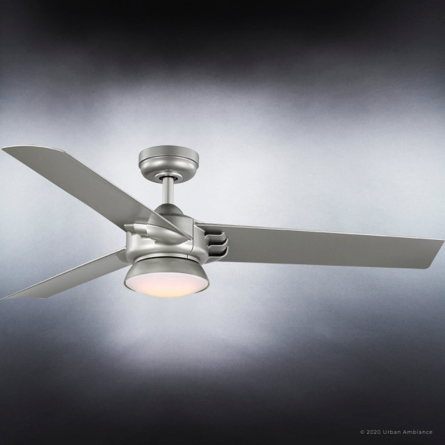 Luxury Contemporary Ceiling Fan, Hand-Painted Silver - Transitional ...