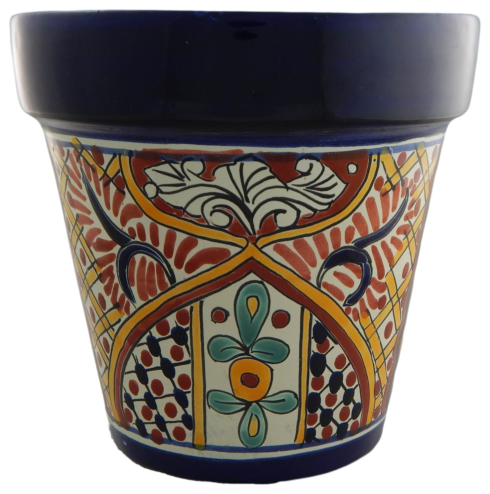 Mexican Ceramic Flower Pot Planter Folk Art Pottery Handmade Talavera ...