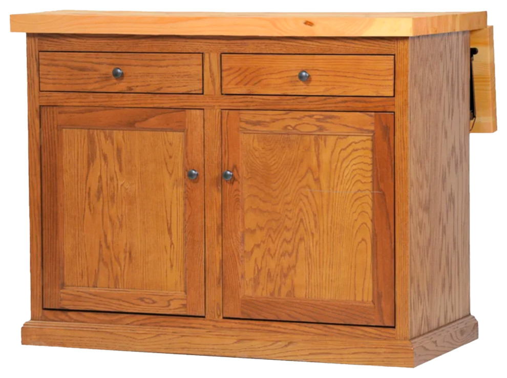 Eagle Furniture's Traditional Oak Kitchen Island with Drop Leaf Top ...