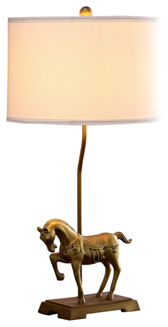 30" Gold Stallion Horse Table Lamp With White Shade - Contemporary ...