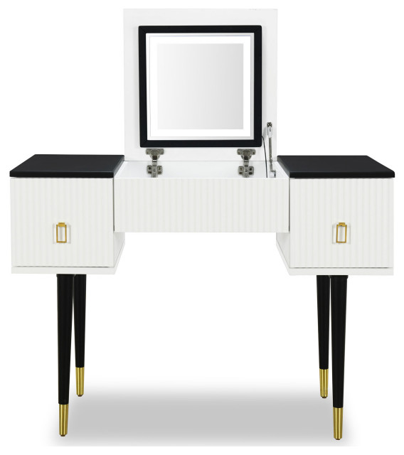 43.3" Modern Vanity Table Set, Flip-top Mirror and LED Light - Modern ...