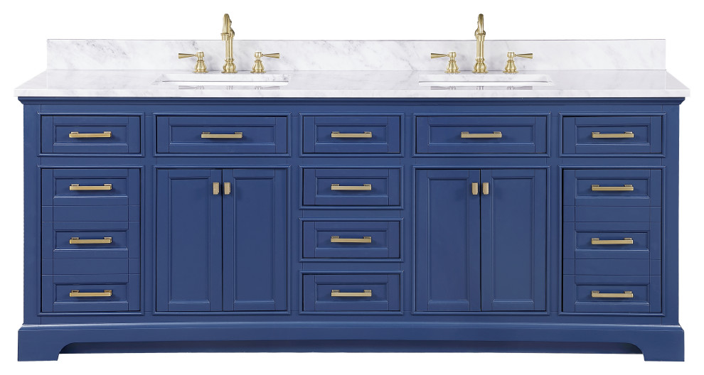 Milano Single Vanity, Blue - Transitional - Bathroom Vanities And Sink ...