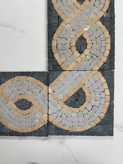 Marble Mosaic Border Deco Accent Insert Tile Wave Nero 4x4 Tumbled, 1 ...