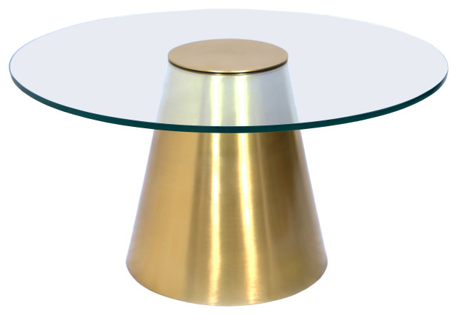 Glassimo Glass Top Coffee Table, Brushed Gold Finish - Contemporary ...