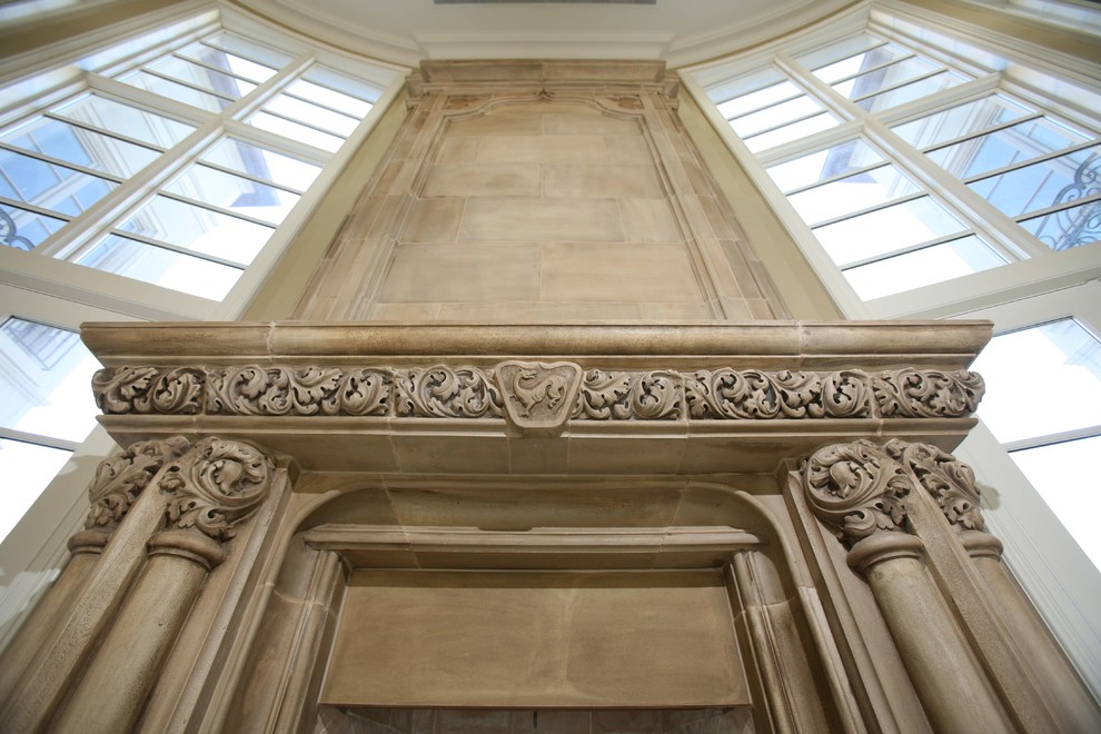 French Gothic Mantel with Overmantel - Traditional - Living Room ...