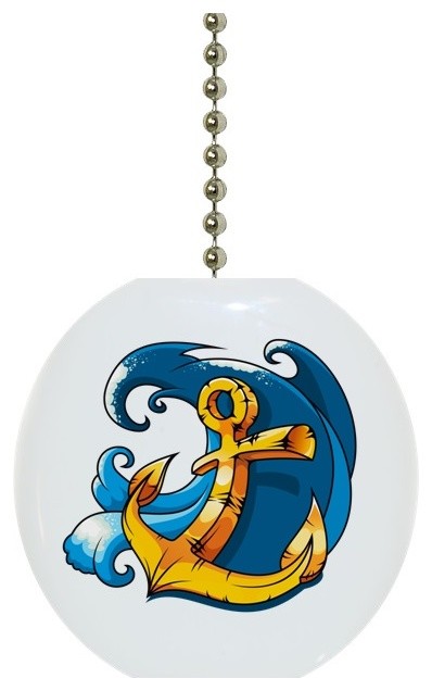 Anchor and Wave Solid Ceramic Fan Pull - Beach Style - Ceiling Fan ...