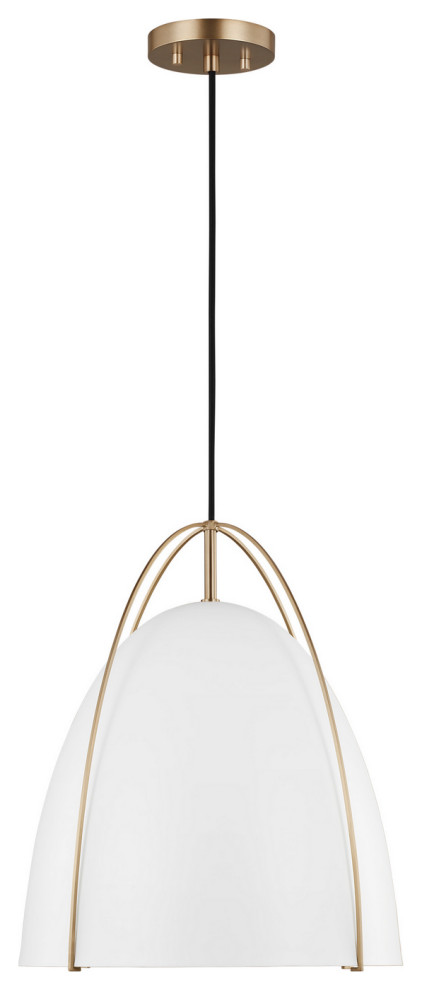 Norman One Light Pendant in Satin Brass - Transitional - Pendant ...