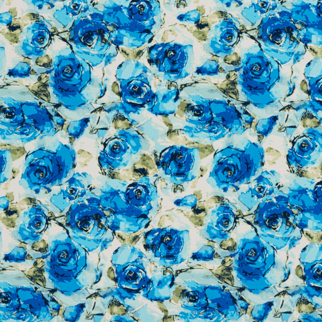 Blue Floral Linen Look Print Upholstery Fabric by the Yard, By The Yard ...