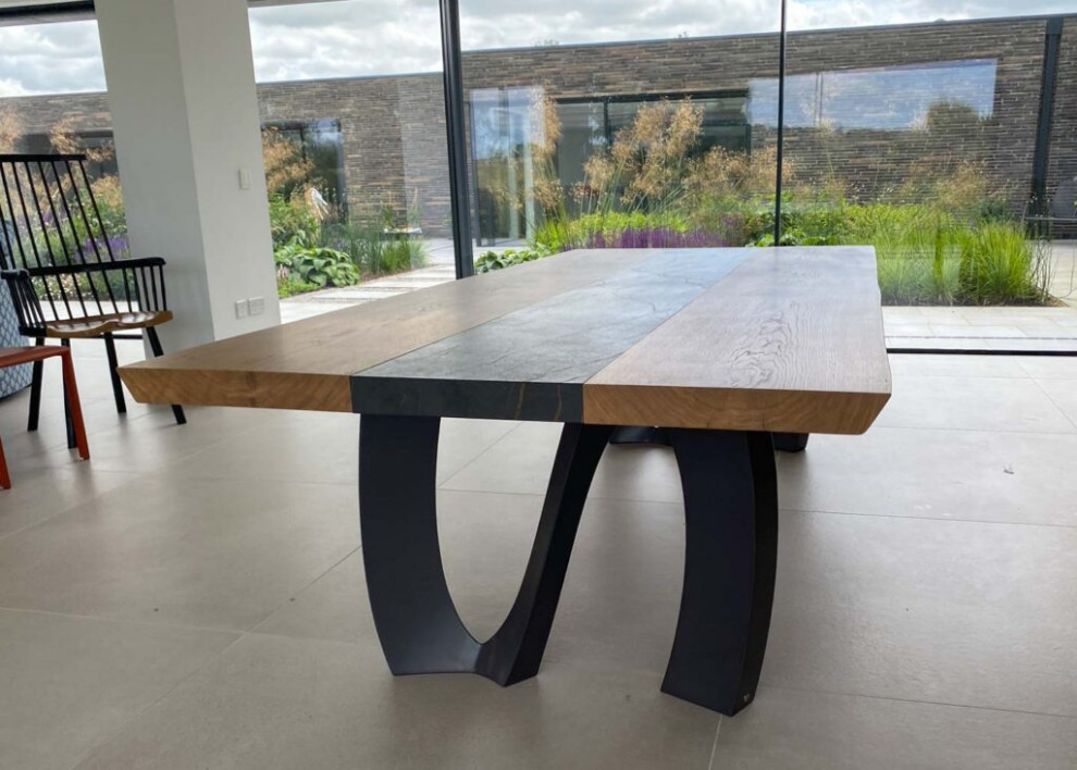 Dekton & Oak Dining table installed in kitchen/diner - Contemporary ...