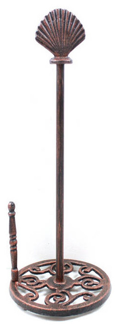 Rustic Copper Cast Iron Seashell Paper Towel Holder 16'' - Seashell ...