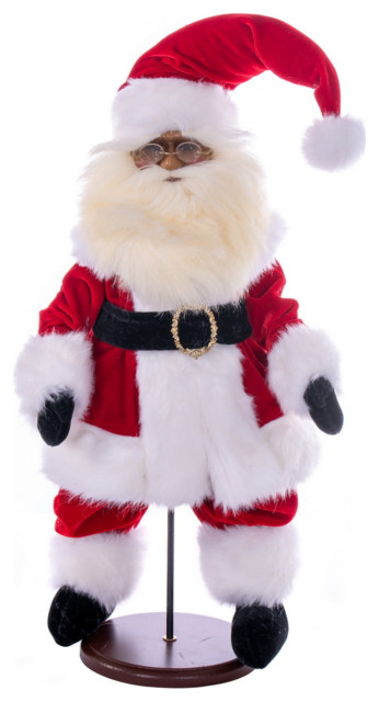 18" Red Velvet Dark Compl Santa With Stand - Contemporary - Holiday ...