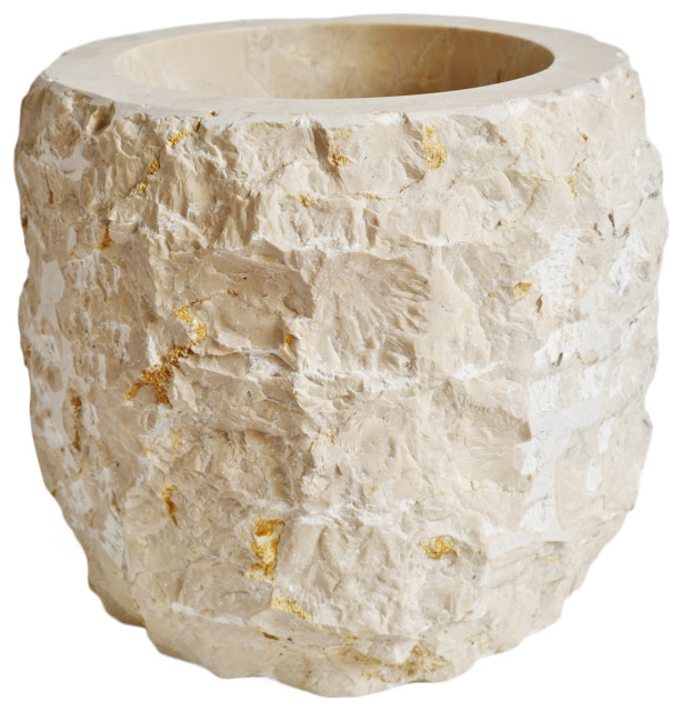 Chiseled Travertine Container Medium - Traditional - Vases - by Design ...