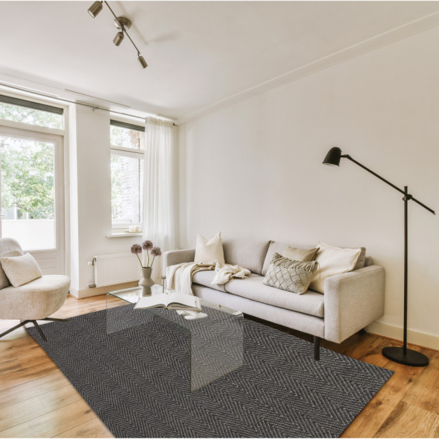 Hand Woven Chevron Patterned Wool Rug by Tufty Home, 2x3 - Transitional ...