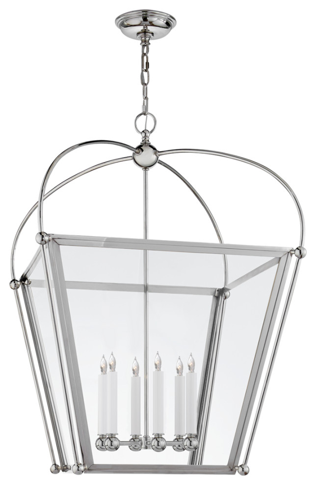 Riverside Large Square Lantern in Antique-Burnished Brass with Clear ...