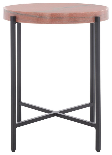 Safavieh Azula Stone Top Accent Table, Burnt Orange/Black, #N/A ...