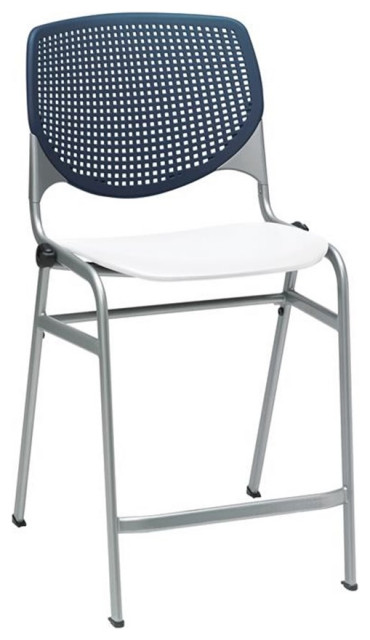 Home Square Plastic Counter Stool in Navy Back - Set of 2 ...