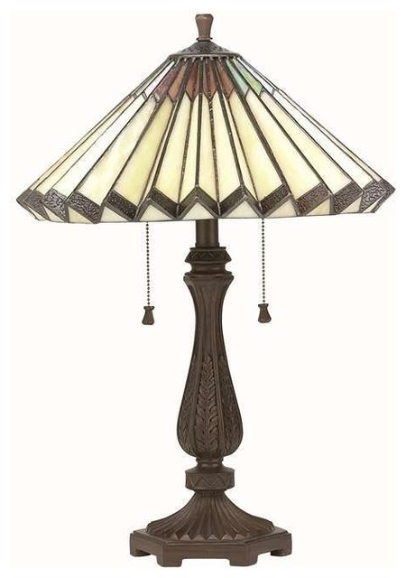 Lite Source Table Lamp - Amber With Tiffany Shade - Table Lamps - by ...
