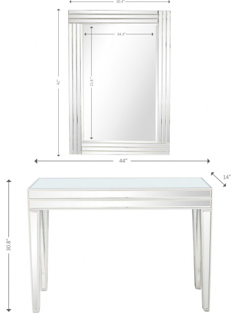 Modern Mirrored Console Table and Mirror Set - Contemporary - Console ...