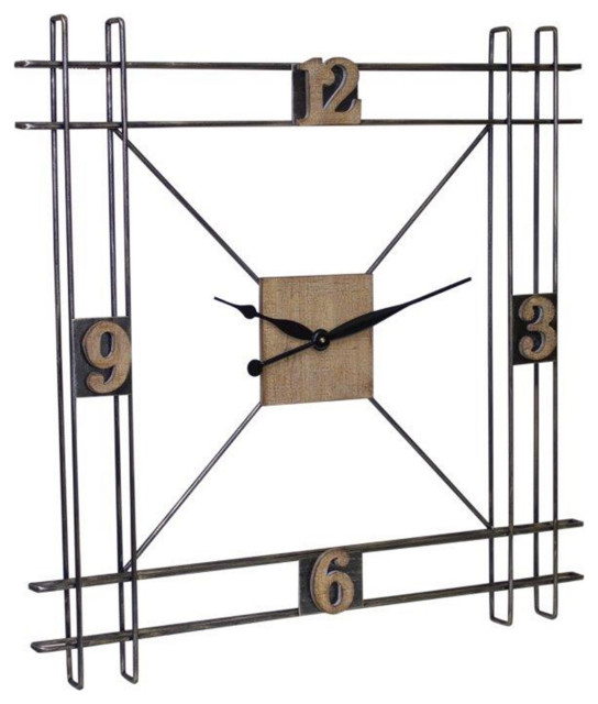 Wall Clock 32"SQ Iron/MDF - Industrial - Wall Clocks - by Melrose ...