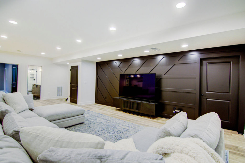 Modern Chic Basement Finish - Modern - Basement - Kansas City - by KCBR ...