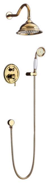 Fontana Napoli 8 Gold Finish Rain Bath Shower Set Traditional