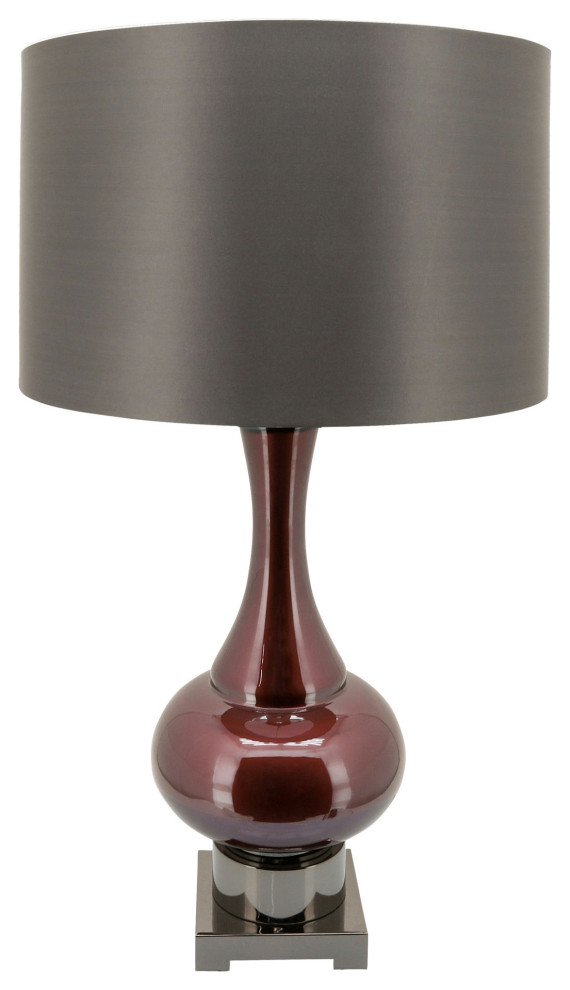 Glass 31" Genie Bottle Table Lamp, Burgundy - Contemporary - Table ...