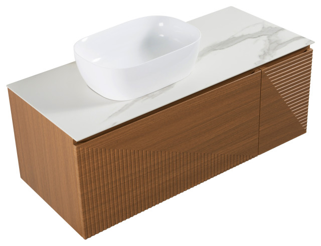 Simon Series Wall Mount Vanity With a Porcelain Vessel Sink, 48 ...