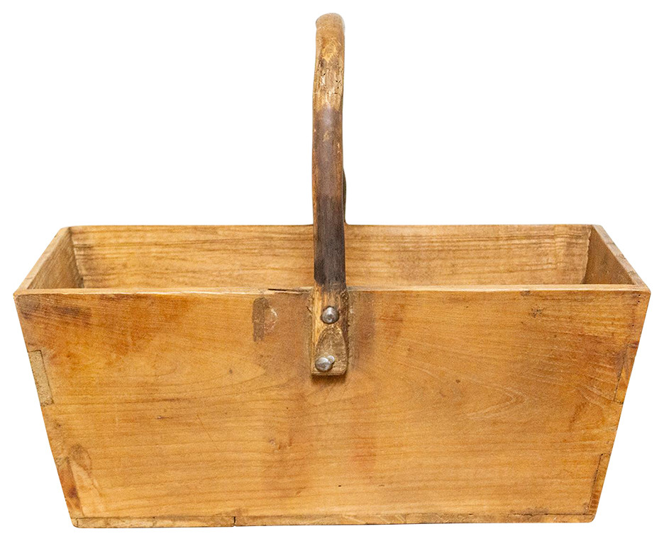 Antique Elm Wood Vegetable Basket - Asian - Baskets - by De-cor | Houzz