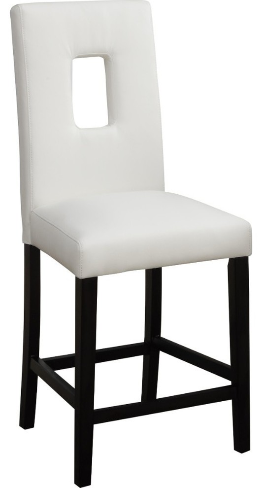 Wooden Counter High Chairs With Cutout Back, Set of 2, White ...