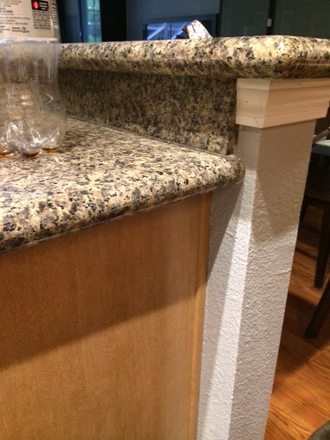 removing 4" backsplash under neath multi level counter.