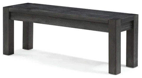 Benzara BM206656 Rustic Style Wooden Bench With Block Legs, Dark Gray ...
