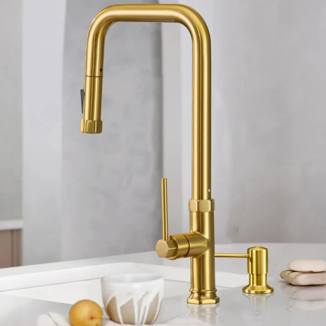 Elegant Kitchen Faucet, U-Shaped Spot & Matching Soap Dispenser ...