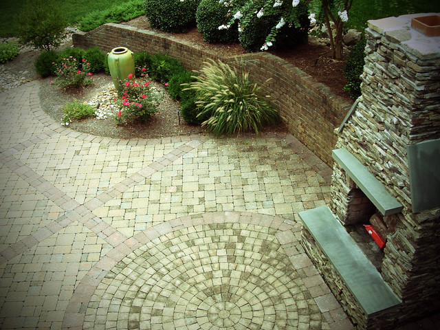 New fireplace and radial paving pattern - Traditional - Other - by ...